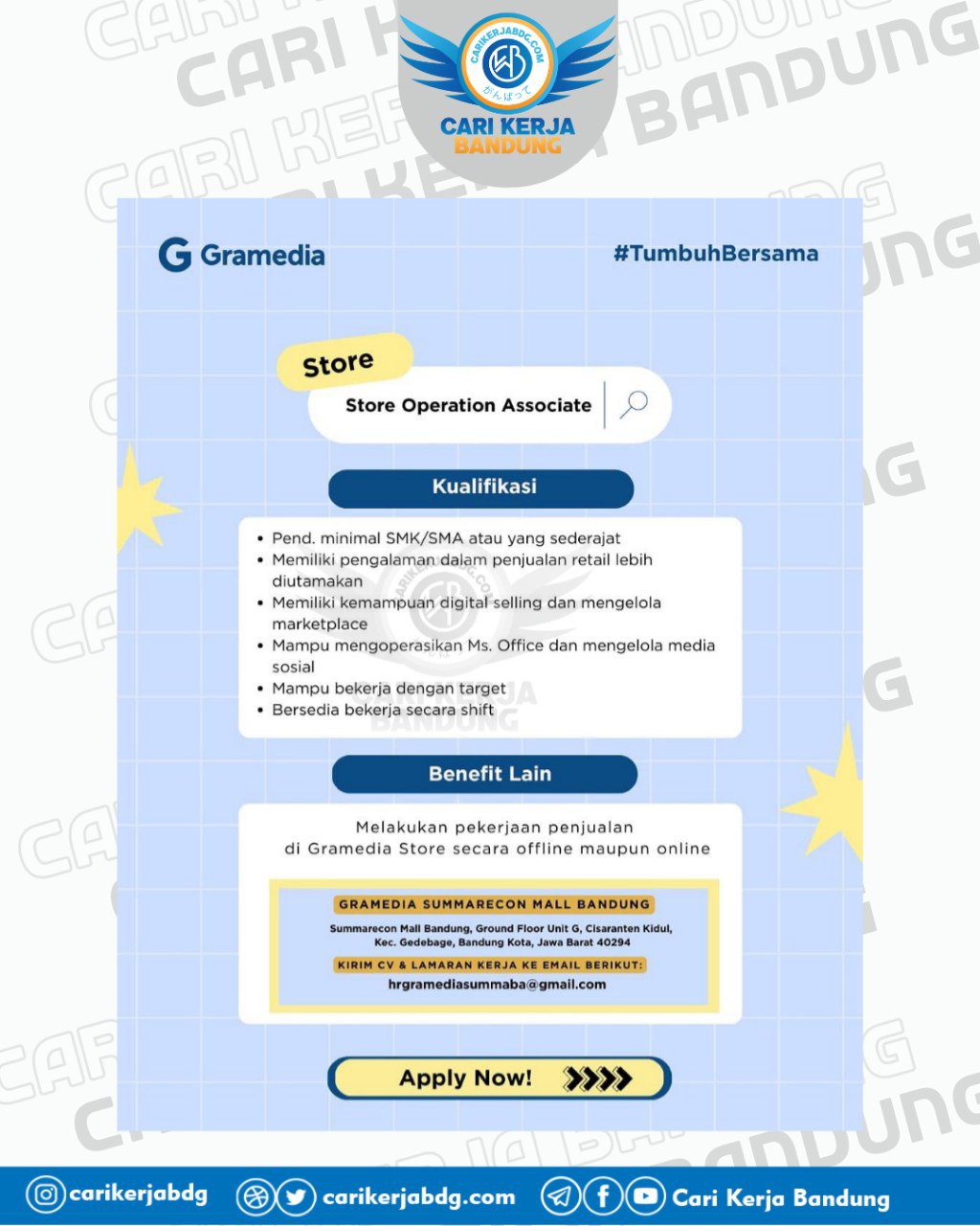 Gramedia Summarecon Mall Bandung - Cari Kerja Bandung